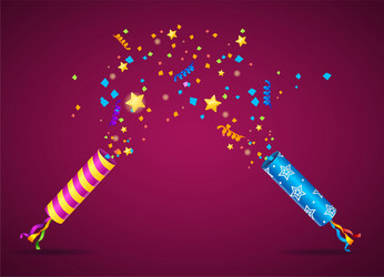 Realistic 3d detailed party popper set isolated Vector Image