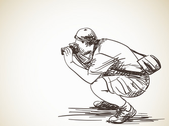 Hand drawn photographer Royalty Free Vector Image