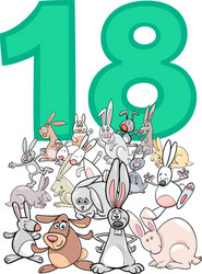 Number twenty one and cartoon rabbits group Vector Image