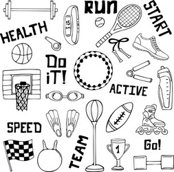 Set sports line art Royalty Free Vector Image - VectorStock