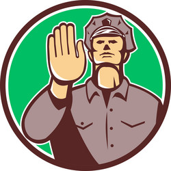 Traffic policeman stop hand signal cartoon Vector Image