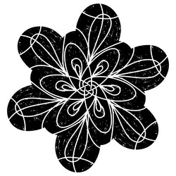 Abstract black spiral design with grunge linocut Vector Image