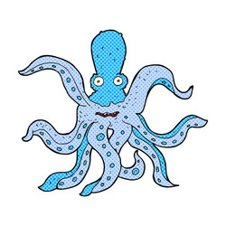 Comic cartoon octopus with red bandana a face Vector Image