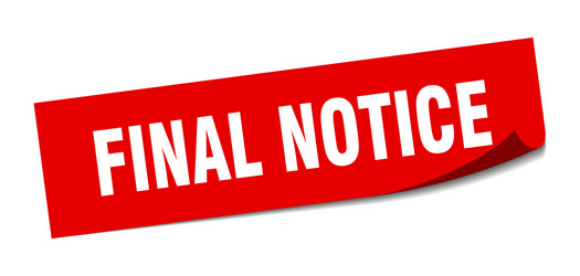 Final notice sticker square isolated Royalty Free Vector