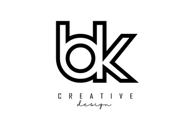 Outline bk letters logo with a minimalist design Vector Image
