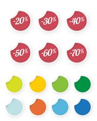 Download icons colored stickers set Royalty Free Vector