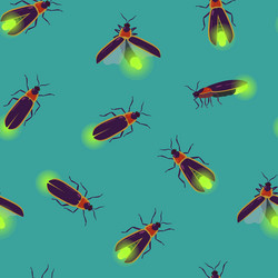 Seamless pattern with firefly insects flying Vector Image