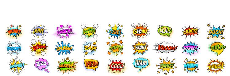 Set comic speech bubbles cartoon Royalty Free Vector Image