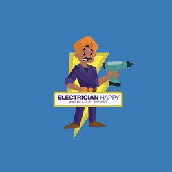 Electrician happy available at your service logo Vector Image