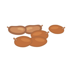 Whole and half sapodilla flat color Royalty Free Vector