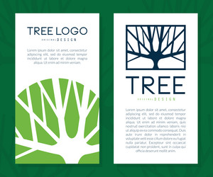 Green tree banner design with logo and text sample