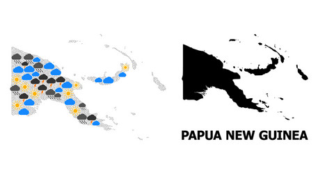 Weather collage map papua new guinea Royalty Free Vector
