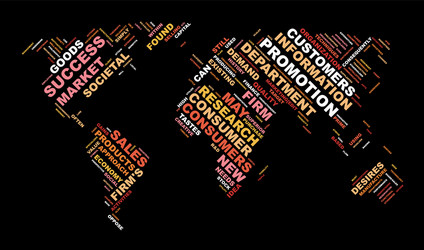 Word cloud business concept world map from text Vector Image