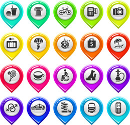 Map marker with icons-set five Royalty Free Vector Image