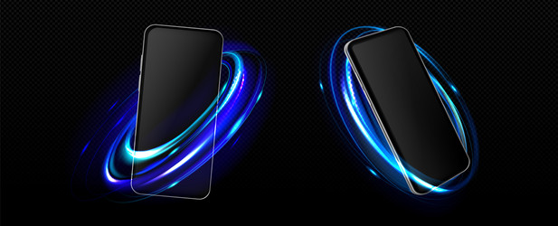 Phone smartphone with neon light glow effect Vector Image