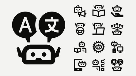 Robot avatar outline icons Royalty Free Vector Image