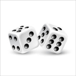 Six dices with black dots on white background Vector Image