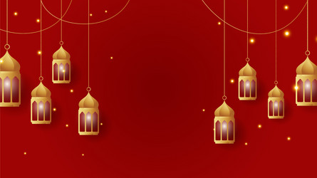 Golden lantern arabic red gold islamic design Vector Image