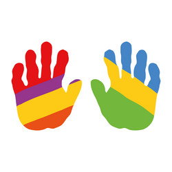 Handprint paint colors rainbow Royalty Free Vector Image