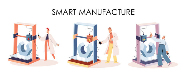 Manufacturing process at automated production Vector Image