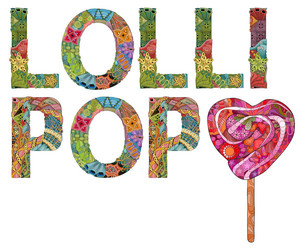 Word lollipop with candy entangle object Vector Image