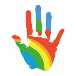Handprint paint colors rainbow isolated Royalty Free Vector