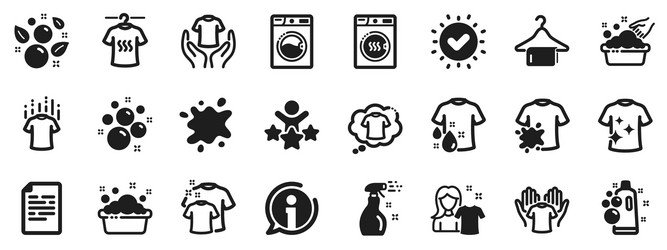 Laundry line icons dryer washing machine Vector Image