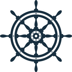 Ship wheel and anchor with label Royalty Free Vector Image