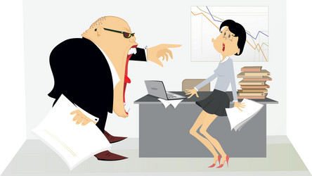 Angry boss and employee woman Royalty Free Vector Image