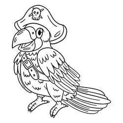 Pirate parrot coloring page for kids Royalty Free Vector