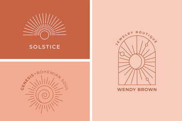 Bohemian linear sun logos icons and symbols Vector Image