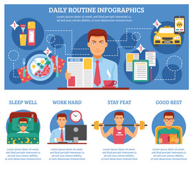 Man daily routine banner set Royalty Free Vector Image