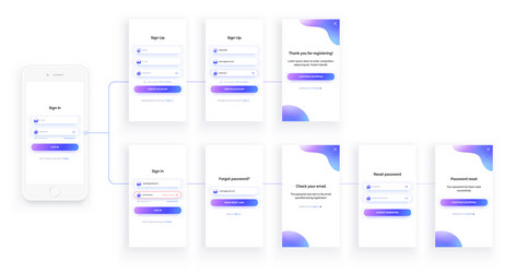 Set of sign up and sign in forms purple gradient Vector Image