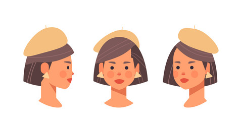 Female woman head hairstyle front side portrait Vector Image