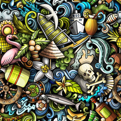 Puerto rico doodles seamless pattern Royalty Free Vector