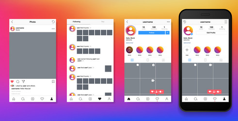 Screen interface in social media application Vector Image