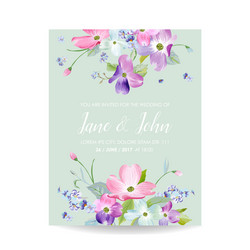Watercolor lily rose flower wedding card Vector Image