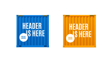 Realistic 3d detailed blue cargo container set Vector Image