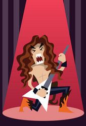 Funny cartoon cute brown punk rock star Royalty Free Vector