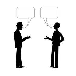 Two men are talking black outline image Royalty Free Vector