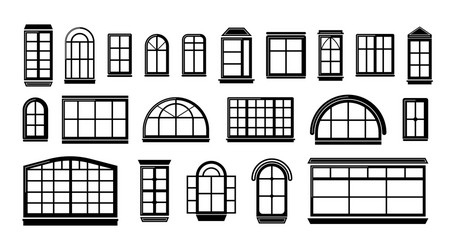 French arch and round architecture window frames Vector Image