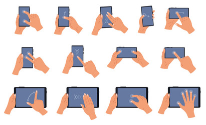 Hand touch screen swiping interface hands Vector Image