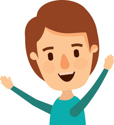 Colorful caricature half body boy with hairstyle Vector Image