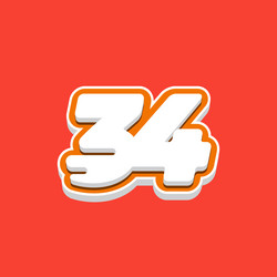 Number 34 3d fast icon Royalty Free Vector Image