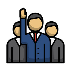Voting man with men behind icon Royalty Free Vector Image