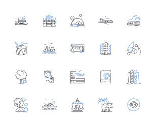 Historical pilgrimage line icons collection Vector Image