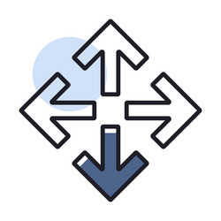 Four arrows pointing from the center icon Vector Image