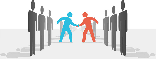 Business ok deal with two businessmen handshake Vector Image