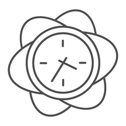 Clock with flower petals line and solid icon Vector Image