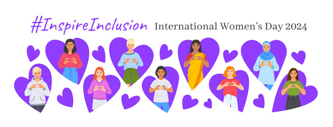 Inspire inclusion pose international womens day Vector Image